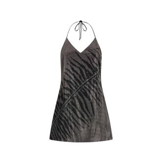 Roberto Cavalli Mini-robe avec imprim&eacute; Tigresse Blanche - Femme - Robes - Gris - Taille: 40 FR