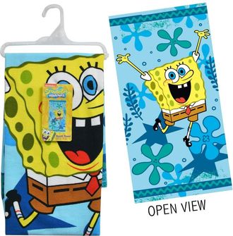 Nickelodeon Spongebob Schwammkopf Strandtuch, 68,6 x 137,2 cm, federnd und saugf&auml;hig