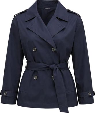 Max Mara Femme, Manteaux, Bleu, Taille: 38 FR Trench-coat court
