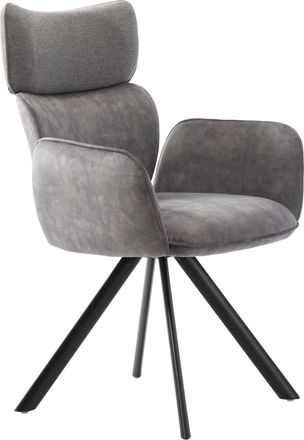 Homin Armlehnstuhl, Grau, Schwarz, Metall, Textil, eckig, 64.5x93x61 cm, ISO 9001, Bsci, Esszimmer, St&uuml;hle, Esszimmerst&uuml;hle, Armlehnenst&uuml;hle