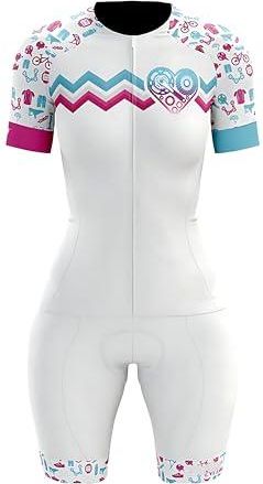 Generic Combinaison de cyclisme pour femme 14 couleurs - Tenue de cycliste - Combinaison courte - Ensemble de vêtements de vélo - Costumes de triathlon - Bleu