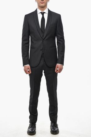 Corneliani CC COLLECTION 3-teiliger Anzug RESET aus Wolle mit Schalkragen Corneliani