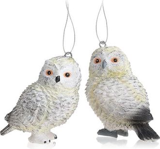 Com-Four 2X d&eacute;corations &agrave; Suspendre pour Le Sapin de No&euml;l - D&eacute;corations pour Sapin de No&euml;l en Forme de Hibou - Pendentif Arbre de No&euml;l Harfang des neiges (Pair