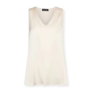 Elena Miro Viskose Satin Top - - Tops - Damen - Wei&szlig; - M