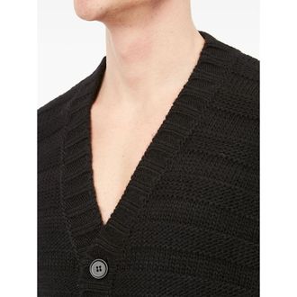 Maison Margiela Virgin Wool-Blend Knit Cardigan - Black