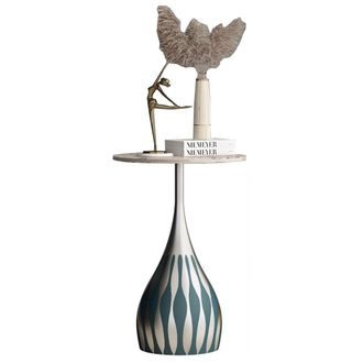 Generic Moderner Nachttisch, Kleiner runder Beistelltisch mit Sockel, runder Couchtisch f&uuml;r Wohn- und Schlafzimmer, dekorativer Nachttisch mit Metallgestell