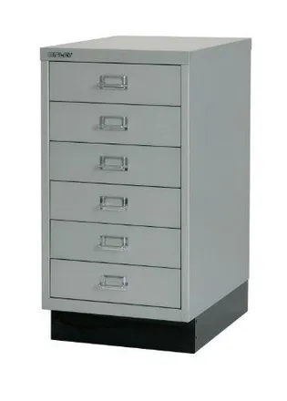 Bisley MultiDrawer, 29er Serie mit Sockel, DIN A3, 6 Schubladen, Metall, 355 Silber, 43.2 x 34.9 x 67 cm
