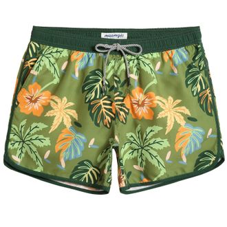 Maamgic Herren Badeshorts Vintage Retro Boardshorts Schnelltrocknend Kurz Badehose Schwimmhose mit Mesh-Futter und Verstellbarem Tunnelzug,New Gr&uuml;n Monstera 4