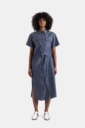 sacai Womens Light Denim Shirt Dress Blue