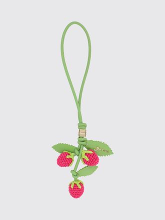 Ganni Porte-cl&eacute;s Strawberry en cuir recycl&eacute; et coton crochet&eacute; avec logo grav&eacute;