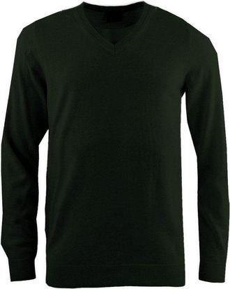 Marvelis V-Ausschnitt-Pullover Pullover - Merino - Casual Fit - V-Ausschnitt - Einfarbig - Dunkelgr&uuml;n