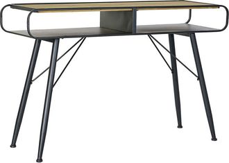 PEGANE Console Meuble console en bois de sapin coloris marron clair et métal noir - Longueur 120 x Profondeur 38 x Hauteur 78 cm Pegane