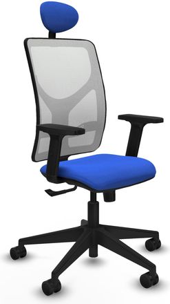 Piqueras y Crespo Stuhl mit Armlehnen, h&ouml;henverstellbare Lendenwirbelst&uuml;tze und festes Kopfteil, ausgestattet mit 3 Positionen und Schneideschaum, Wei&szlig;/Blau