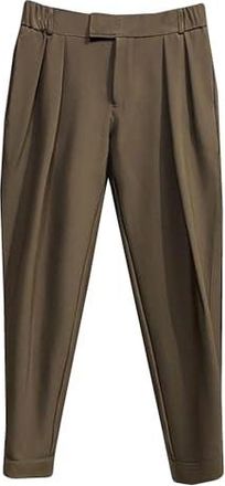 Generic Pantalon habill&eacute; l&eacute;ger de couleur unie pour homme, pantalon de costume d&eacute;contract&eacute; &agrave; revers &agrave; la cheville, pantalon de travail d&eacute;t&eacute;, Couleur th&eacute; 2, 42