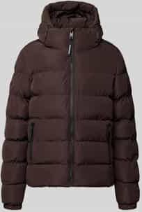 Superdry Steppjacke mit Label-Stitching und Kapuze
