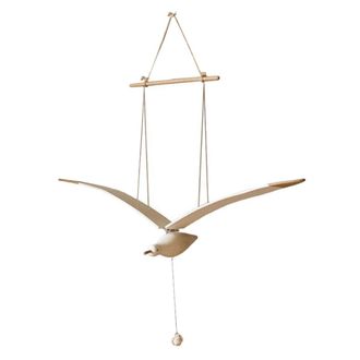 NUOBESTY H&auml;ngende Holzvogel Dekoration Wei&szlig; Kinderzimmer Wandbehang Langlebiger Holzvogelanh&auml;nger f&uuml;r Babyzimmer Nat&uuml;rliche Fensterdeko Charmante Wohnraumgesta