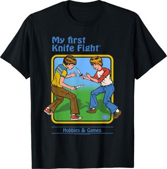 Steven Rhodes First Knife Fight Sarcastic Retro Vintage Funny Adult Humor T-Shirt