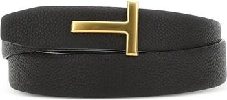 Tom Ford Homme, Accessoires, Noir, Taille: 110 CM T-buckle Leather Belt