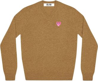 Comme Des Gar&ccedil;ons Herz-Pullover mit V-Ausschnitt - - Knitwear - Herren - Braun - M