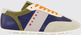 Marni Baskets basses en cuir su&eacute;d&eacute; &agrave; motif abstrait et logo brod&eacute;
