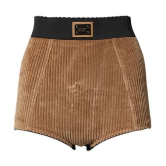 Dolce & Gabbana High Waisted Cotton Hot Pants Shorts - - Shorts - Damen - Braun - S