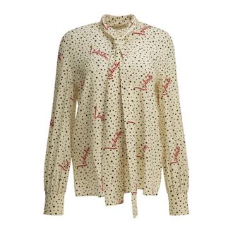 Valentino Bluse mit Polka-Dot-Logo-Print und Schleifenkragen - - Blouses & Shirts - Damen - Mehrfarbig - L