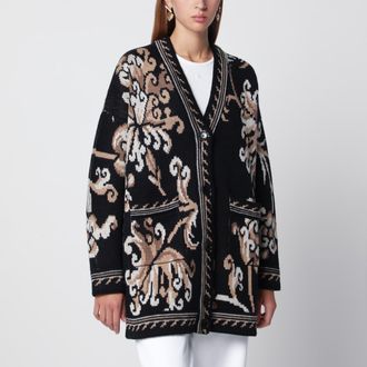Etro Schwarzer Jacquard-Cardigan aus Wolle