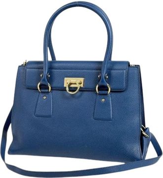 Ferragamo Sac &agrave; main Gancini Pre-owned - Femme - Pre-owned - Bleu - Taille: ONE Size