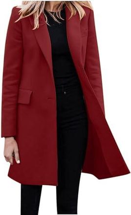 Generic L9WEI Blazer long pour femme &eacute;l&eacute;gant veste de costume ouverte mode cardigan surdimensionn&eacute; blazer femmes hiver temp&eacute;rament mode cardigan stretch basiq