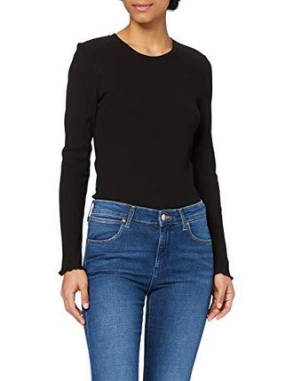 Selected Haut &agrave; Manches Longues c&ocirc;tel&eacute; pour Femme, Noir, XS