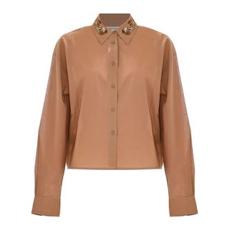 Kocca Femme, Blouses et Chemises, Brun, Taille: 40 FR Chemise à Manches Longues avec Broderie de Perles