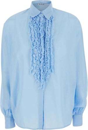 SoSUE Femme, Blouses et Chemises, Bleu, Taille: 38 FR Blouse &agrave; Volants et Col en V