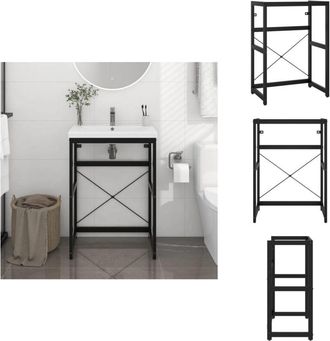 vidaXL Badezimmer Waschtischgestell Schwarz 59x38x83 cm Eisen - Badezimmerm&ouml;bel - Waschtischgestell - Eisen - Schwarz - Unterw&auml;scheaufbewahrung