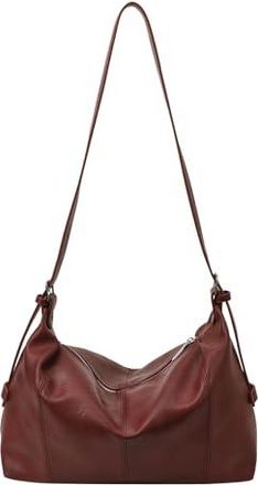 Generic Sac &agrave; bandouli&egrave;re en cuir synth&eacute;tique de couleur unie avec fermeture &eacute;clair - Grande capacit&eacute; - Bandouli&egrave;re r&eacute;glable - Pour voyage, shopping, travail,