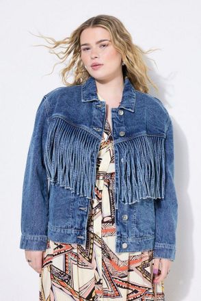 STUDIO UNTOLD Sommerjacke Jeansjacke Boxy Shape Fransen