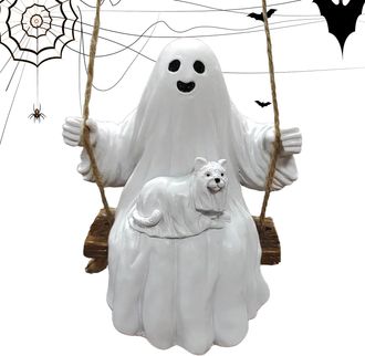 Generic Swinging Ghost Dekoration - Harz Geist Pendant Figur, charmante suspendierte Verzierung, k&uuml;nstlerische wei&szlig;e Statue | Kreative Halloween f&uuml;r &Auml;ste Yard