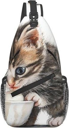 Generic Sac &agrave; bandouli&egrave;re Bowl And Cat - Sac &agrave; bandouli&egrave;re de voyage pour homme - Sac &agrave; dos de randonn&eacute;e