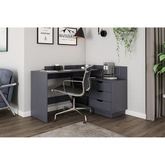 Loftscape home24 Eckschreibtisch Glynn 129 x 84 x 105cm Grau