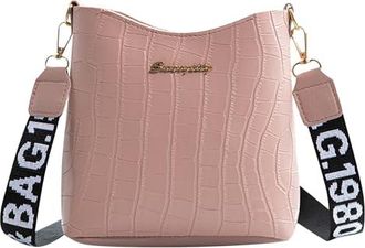 Generic Sac à bandoulière pour femme avec gaufrage crocodile - En cuir synthétique - Avec large bandoulière amovible et réglable - Pour le quotidien, les lois