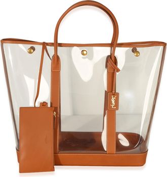 Saint Laurent Brown Calfskin Vinyl Cabas Tote