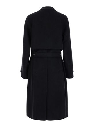 Gucci Mens Black Single-Breasted Wool Coat With Belt