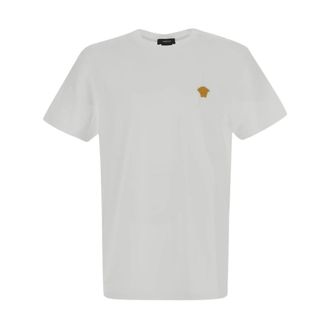 Versace Goldenes Medusa besticktes T-Shirt - - Tops - Herren - Wei&szlig; - XL
