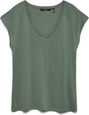 Vero Moda Filli T-Shirt à Manches Courtes col en V, Laurel Wreath, L
