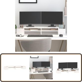 vidaXL Vidaxl - Monitorst&auml;nder Wei&szlig; 100x27,5x15 cm Massivholz Kiefer - Monitorst&auml;nder - Holzm&ouml;bel - Schreibtischorganisator - PC-Ergonomie - B&uuml;robedarf