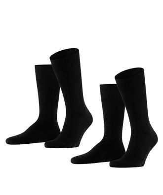 Falke Herren Socken Swing Multipack M So Baumwolle einfarbig 2 Paar, Schwarz Black 3000, 43-46