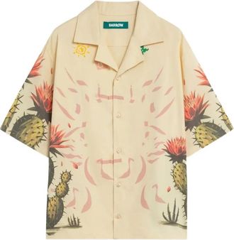 Barrow Barrow, Homme, Chemises, Beige, Taille: S Camicia stampa Maniche corte Colletto