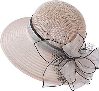 Generic Cocila Casquettes, Bonnets et Chapeaux Homme Chapeau mariée Mariage église thé fête Large Bord été de Soleil (Beige, One Size) Casquette Camouflage Ho
