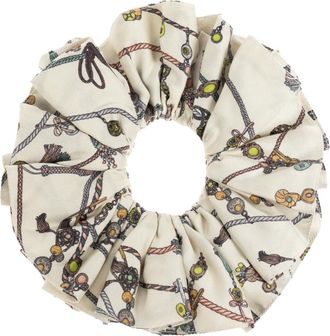 Versace Femme, Accessoires, Beige, Taille: ONE Size Chouchou en twill de soie imprim&eacute;