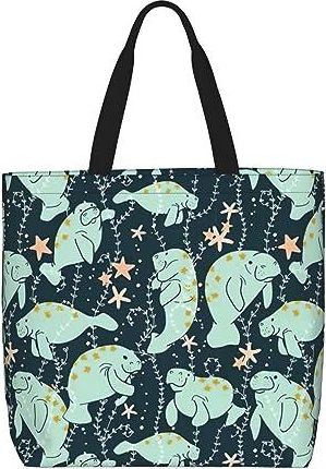 Generic Vache Marine Animaux Veau Sac Fourre-Tout R&eacute;utilisable Sacs Grand Sac A Main Femmes Pour Voyage Gym Quotidienne