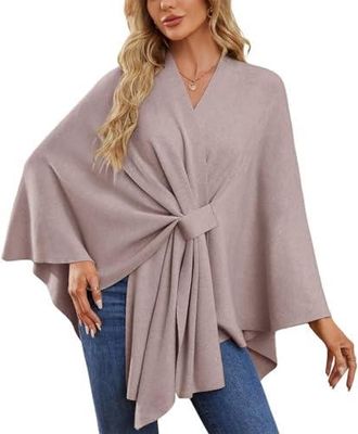 Generic Simplifyleast Ch&acirc;le enveloppant, ch&acirc;le &eacute;l&eacute;gant, doux ouvert sur le devant, poncho pour femme, rose p&acirc;le, Taille unique